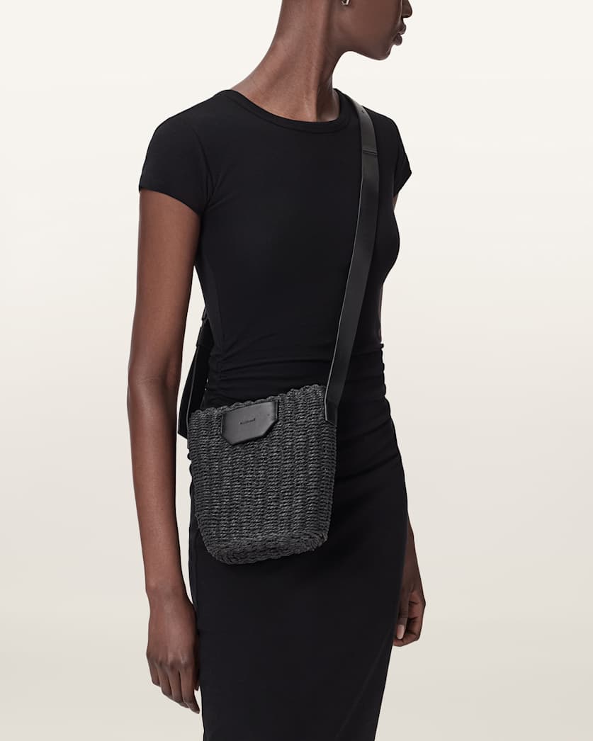 Alba Paper Crossbody Bag Black | ALLSAINTS FR